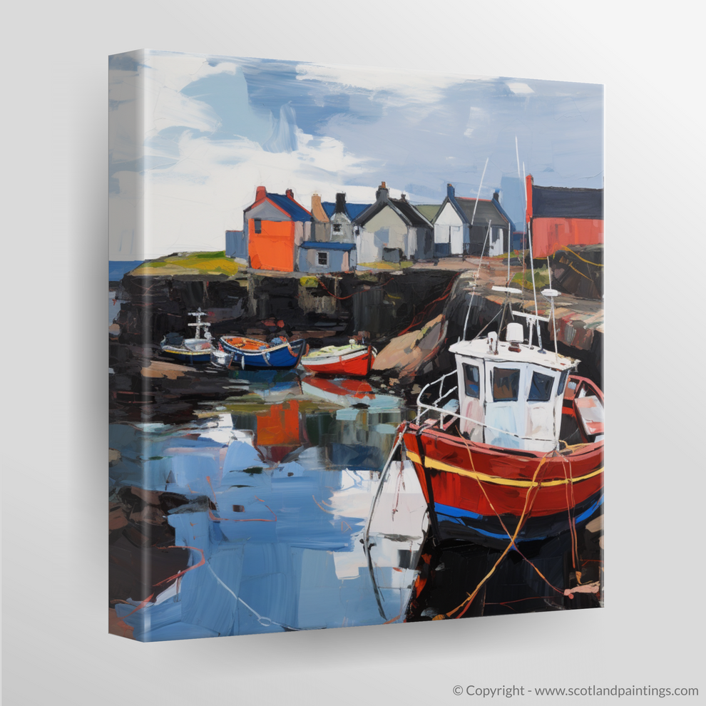 Painting and Art Print of Lybster Harbour, Caithness. Expressionist Od ...