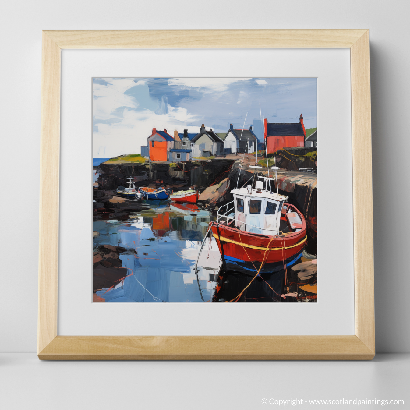 Painting and Art Print of Lybster Harbour, Caithness. Expressionist Od ...