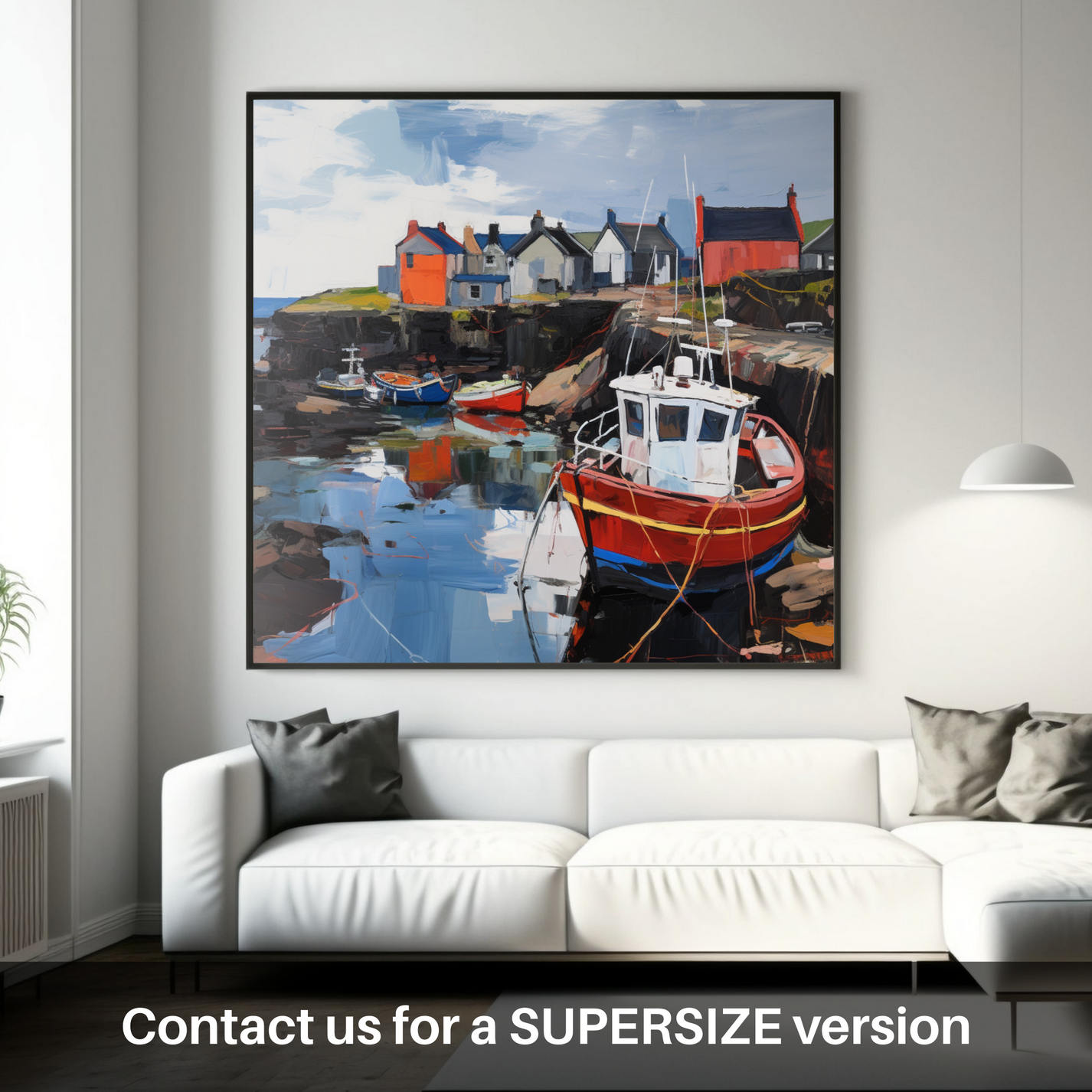 Painting and Art Print of Lybster Harbour, Caithness. Expressionist Od ...