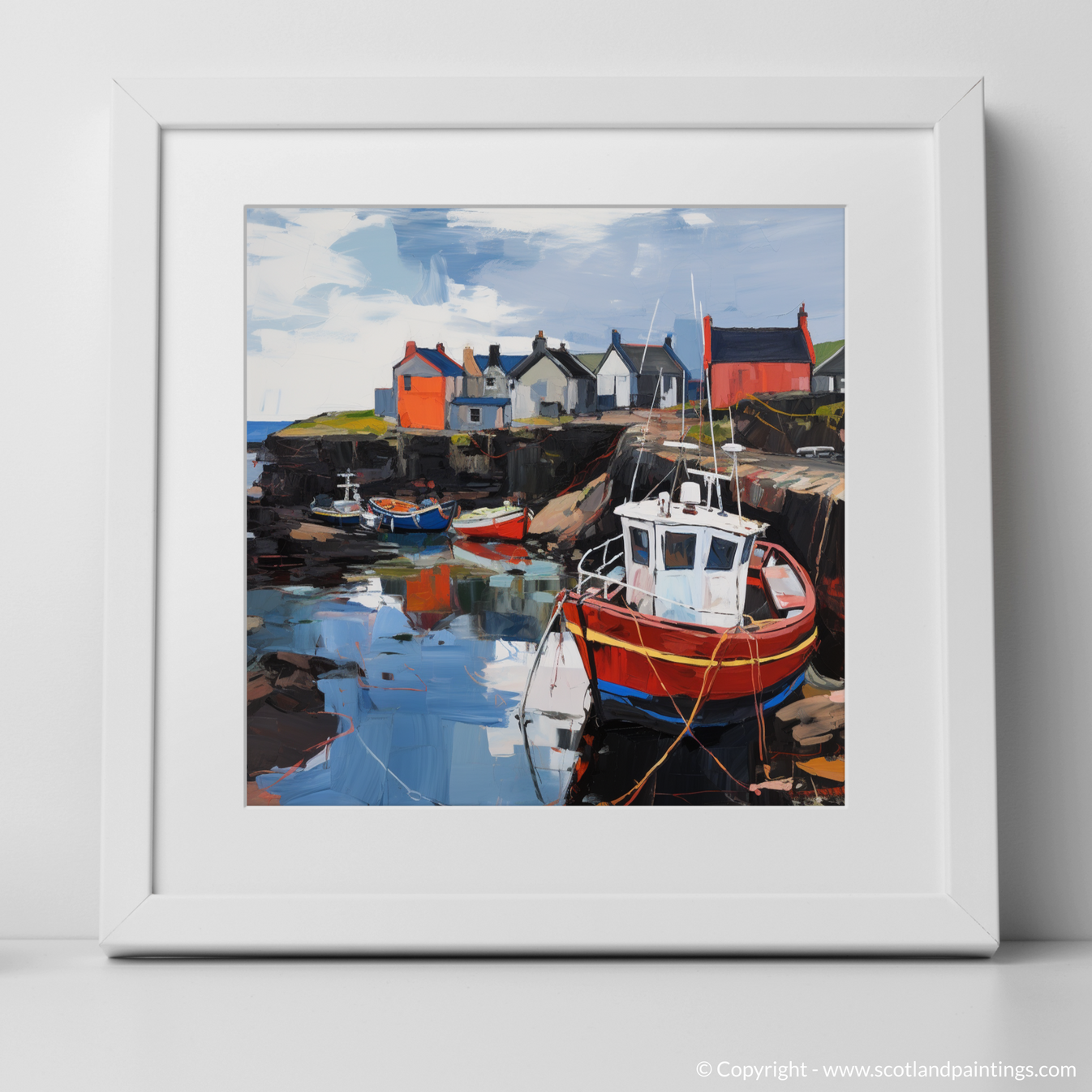 Painting and Art Print of Lybster Harbour, Caithness. Expressionist Od ...
