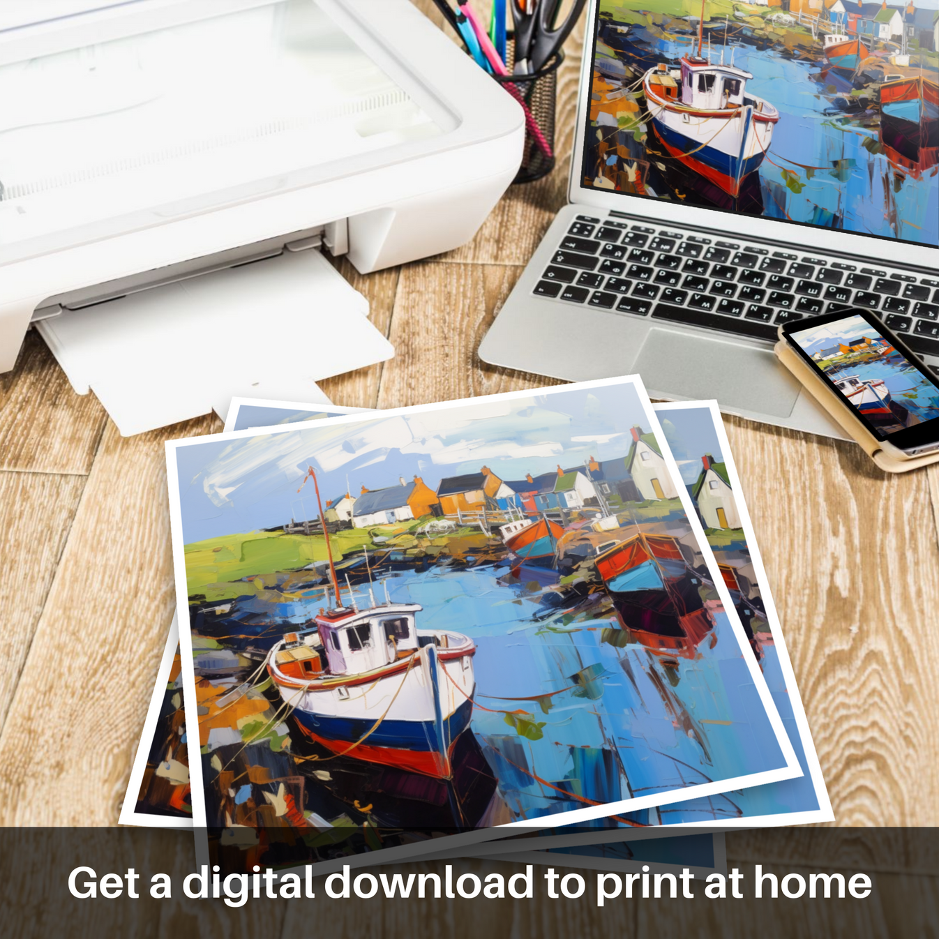 Painting and Art Print of Lybster Harbour, Caithness entitled "Lybster ...