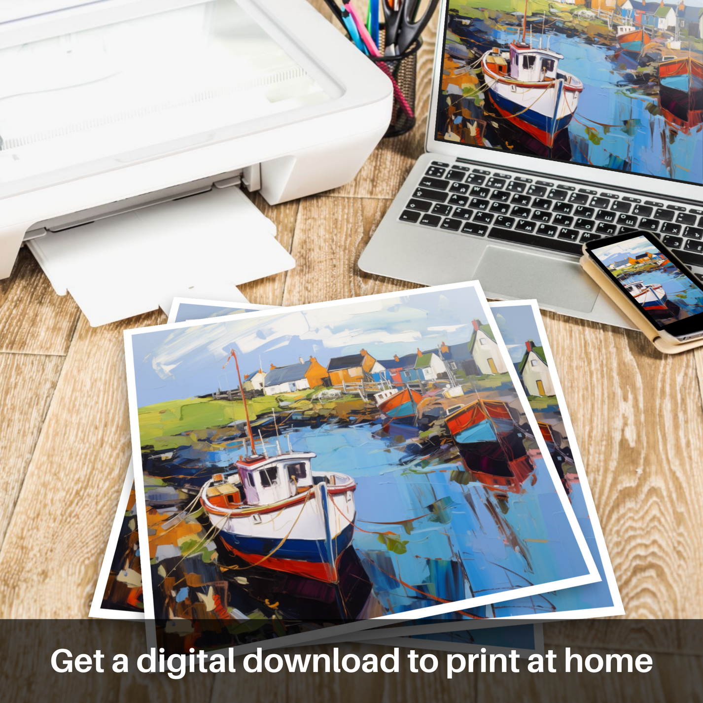 Painting and Art Print of Lybster Harbour, Caithness entitled "Lybster ...